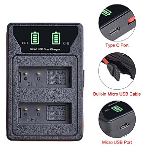 Pickle Power DMW-BLG10 DMW-BLG10PP DMW-BLE9 Battery and Charger for Panasonic Lumix DMC-GX7 DC-GX9 DMC-GX85 DMC-GF5 DMC-GF6 DMC-GF3 DC-ZS80 DMC-ZS60 DMC-LX100 DC-ZS200 DC-ZS70 DMC-GX80