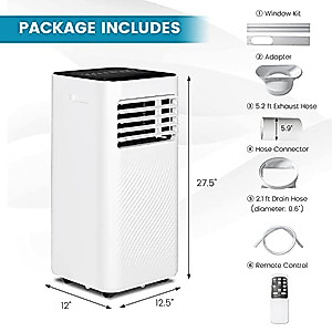 PETSITE 10000 BTU Portable Air Conditioner, 3 in 1 AC Cooling Unit with Remote Control, Dehumidifier, Sleep Mode, Window Kit, Stand up AC Unit for Bedroom Cools up to 350 Sq.Ft
