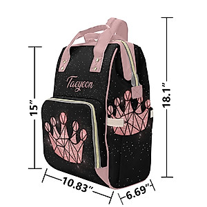 Black Pink Snowflake Diaper Bags Backpack with Name Personalized Baby Bag Nursing Nappy Bag Gifts