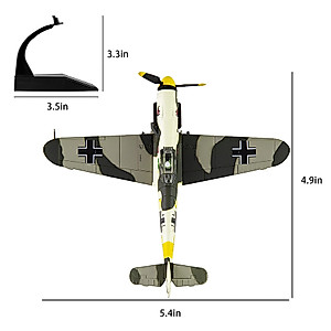 HANGHAN 1/72 BF109 Fighter Plane Metal Fighter Military Model Diecast Plane Model for Collection or Gift
