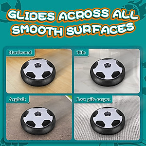 2 Pack Hover Soccer Ball with 8 Pcs Batteries, Air Floating Soccer Toy with LED Lights and Foam Bumper, Indoor Games for Kids 4-8-12, Toys Gifts for 3 4 5 6 7 8 9 Year Old Boys Girls