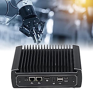 Naroote Mini Computer, Internal Fanless Aluminum Alloy Industrial Computer SSD 128G for Automation (US Plug)