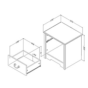 South Shore Aviron 1-Drawer Nightstand, Seaside Pine, 55.2 cm x 44.5 cm x 57.2 cm (D x W x H)