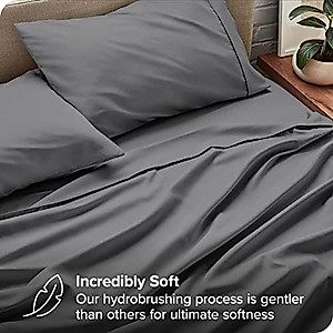 Bare Home Queen Sheet Set - Luxury 1800 Ultra-Soft Microfiber Queen Bed Sheets - Double Brushed - Deep Pockets - Easy Fit - 4 Piece Set - Bedding Sheets & Pillowcases (Queen, Grey)