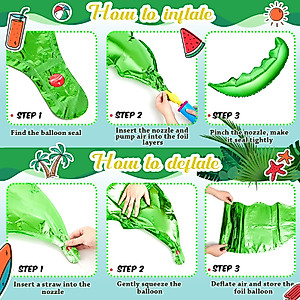 Wettarn 20 Pcs Palm Tree Leaves Balloons, Helium Foil Coconut Tree Leaves Balloons Green Palm Tree Decorations for Kids' Birthday Hawaii Luau Tropical Party Baby Shower, 35.43 x 14.57 Inches