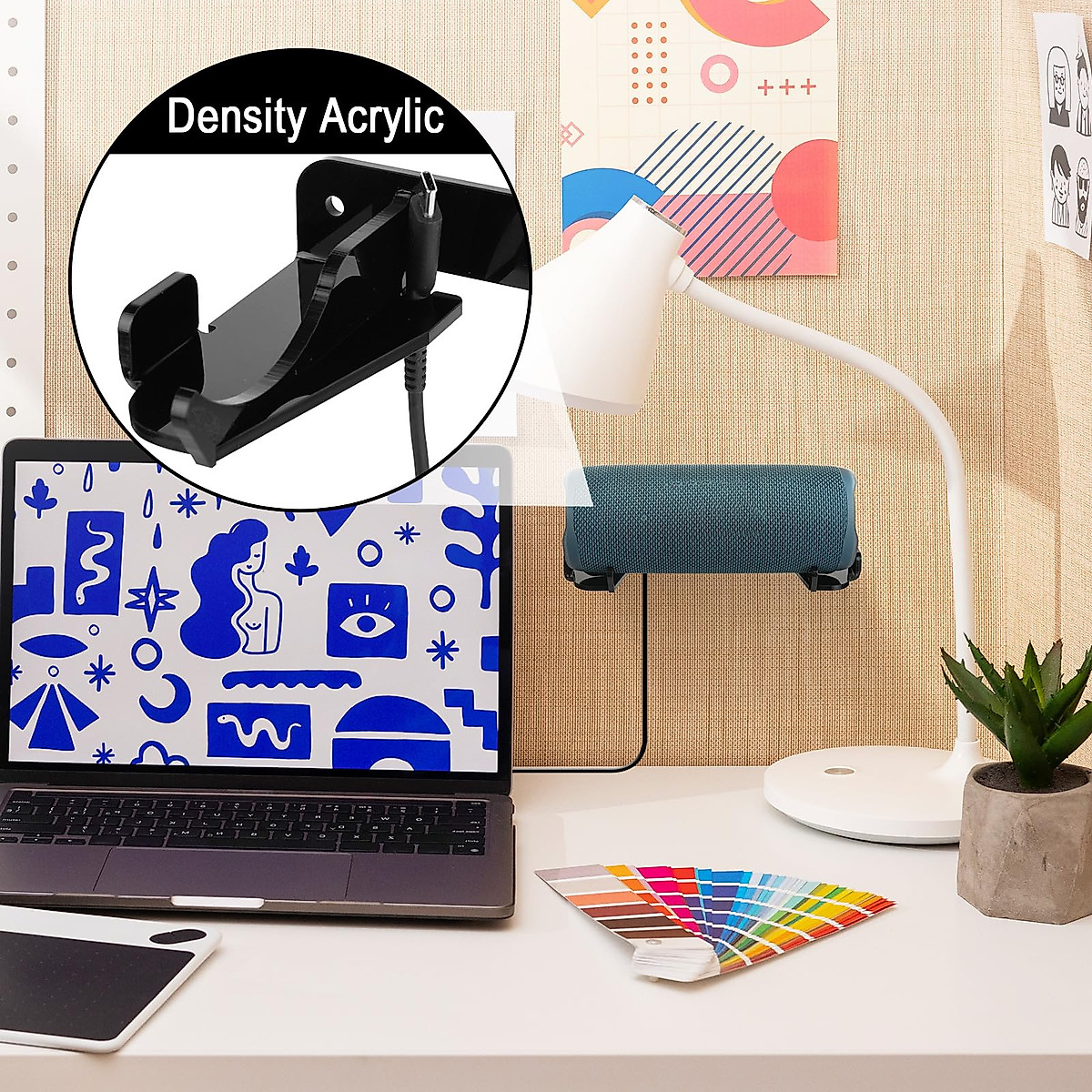 TXEsign Speaker Mount Shelf for JBL Flip 6/Flip 5/Flip 4 Portable Bluetooth Speaker-One Pack, Acrylic Speaker Holder Floating Shelf Small Wall Shelf (Black)