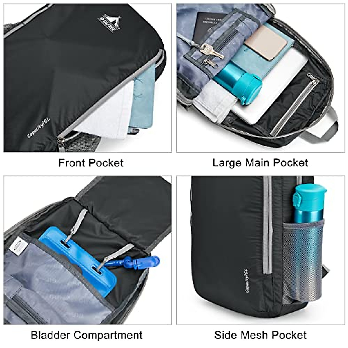 G4Free 16L Lightweight Hiking Daypack Packable Small Backpack Water Resistant Shoulder Bag for Travel Outdoor Men Women
