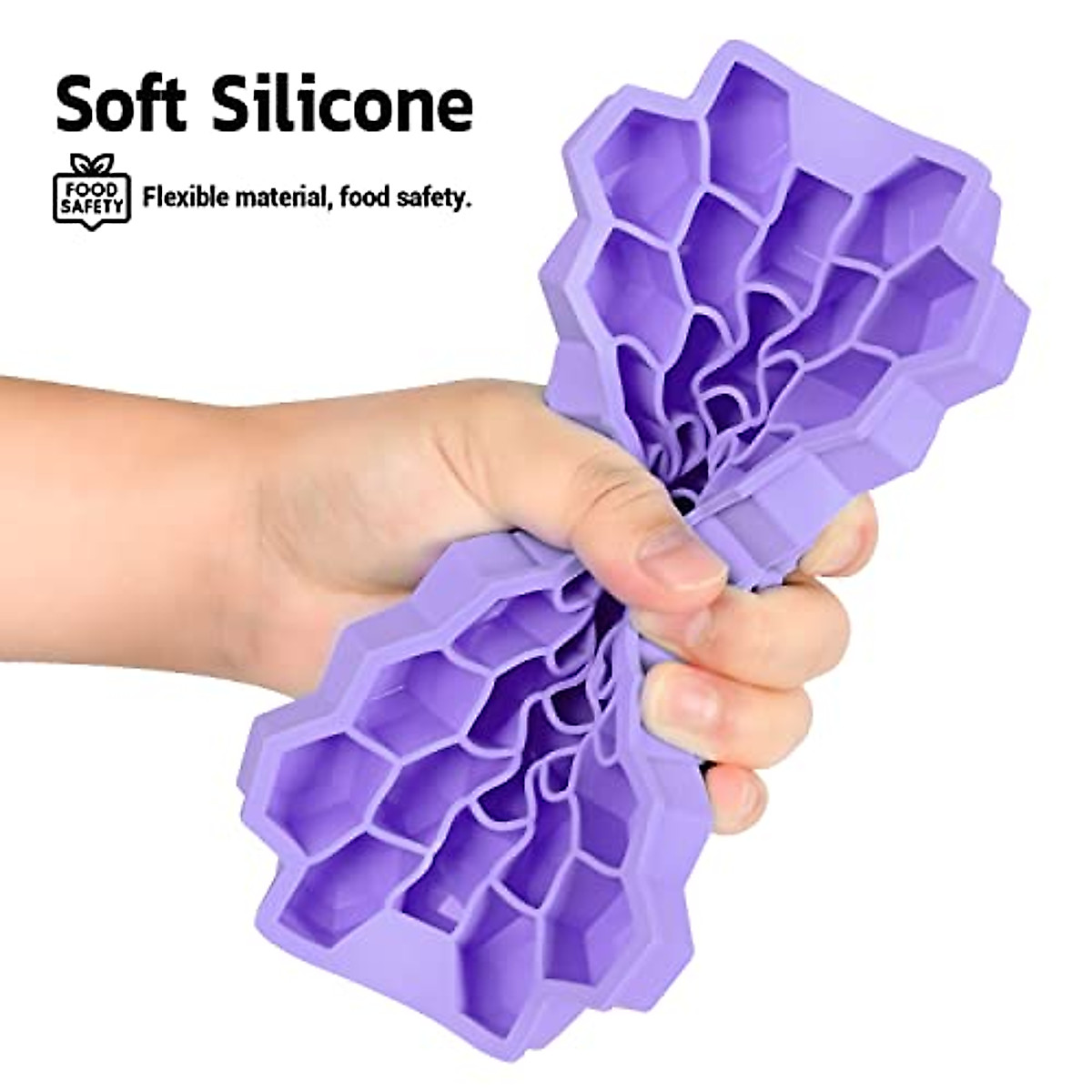 Upgrade Ice Cube Trays, 2 Pack Silicone Flexible Ice Cube Trays with Lid, 76 Cubes Ice Trays for Chilled Drinks, Whiskey & Cocktails, Stackable Flexible Safe Ice Cube Trays