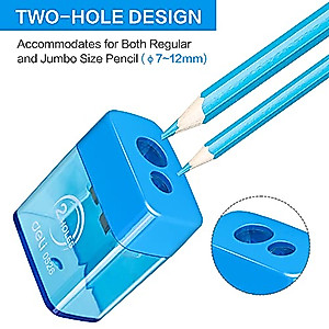 Deli Manual Dual Holes Pencil Sharpeners with Lid, Colored, for Kids & Adults, Random Color