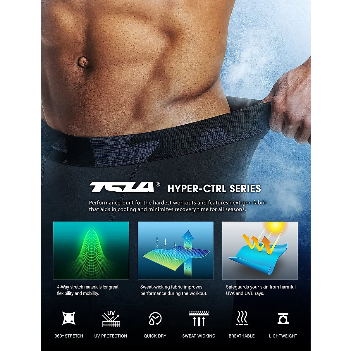 TSLA Men's Compression Pants, Cool Dry Athletic Workout Running Tights Leggings with Pocket/Non-Pocket, Hyper Control Pants Black, Large