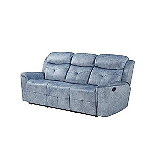 ACME Mariana Loveseat w/Console (Motion) - - Silver Blue Fabric