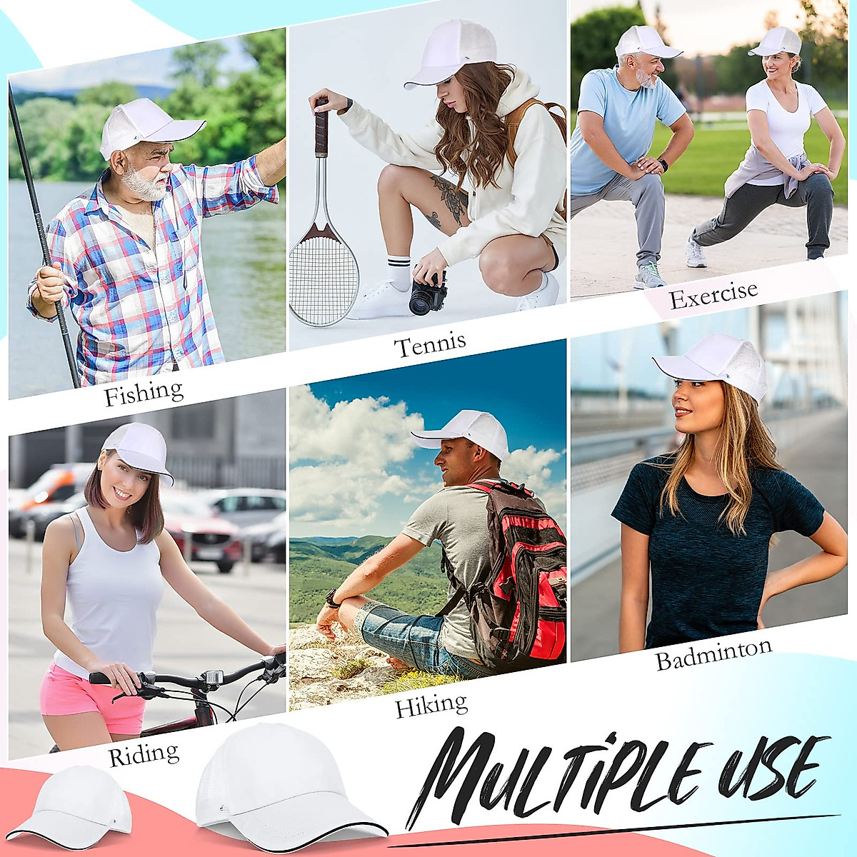 Didaey 50 Pcs Blank Trucker Hats Bulk Unisex Sublimation Hat Baseball Cap Trucker Cap with Adjustable Snapback for Men Women (White)