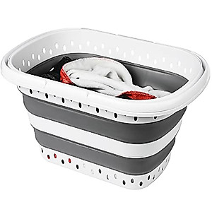 Haundry Collapsible Laundry Basket - 42L Foldable Plastic Laundry Hamper with Handles, Pop-up Basket for Laundry, Portable College Essentials Clothes Hamper
