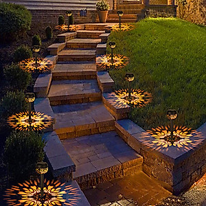 OOWOLF Solar Pathway Lights Outdoor IP65 Waterproof Solar Powered Garden Lights, Long Last Auto On/Off Pathway Decor LED Landscape Lighting for Path Walkway Patio Yard Lawn (4 Pack, Warm-Red Light)
