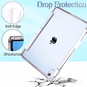 iPad Air 5th Generation case, Feams Slim Trifold iPad Air 5th/4th Generation 10.9 Inch 2022/2020 Case Clear Back Cover with Auto Sleep/Wake & Pencil Holder for iPad Air 5/4, Watercolor Marble