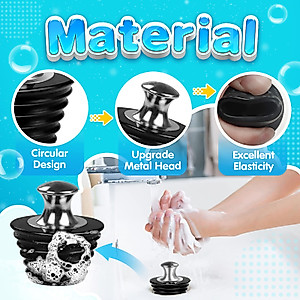 Bathtub Stopper, 2 Pack Universal Metal Bathtub Plug Silicone Bathtub Stopper Washbasin Stopper Bathtub Drain Stopper Plug Tub Stopper Sink Stopper for Kitchen Bathtub and Bathroom Sink Drains, Black