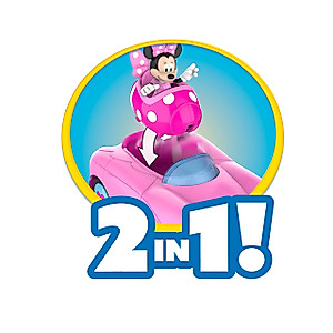 Disney Junior Mickey Mouse Funhouse Transforming Vehicle, Minnie Mouse, Pink Toy Car, Preschool, Officially Licensed Kids Toys for Ages 3 Up by Just Play