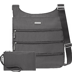 New Baggallini Women's Zipper - Big Purse Charcoal One Size