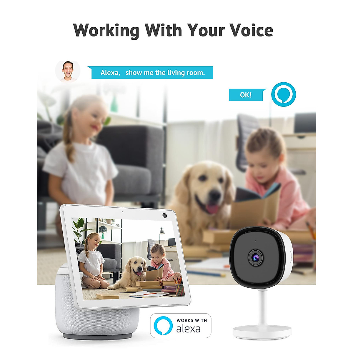 LaView 3MP Cameras for Home Security,2K Indoor Security Camera for Baby/Elder/Pet with Clear Night Vision,24/7 Live Video,Motion Detection,2 Way Audio,US Cloud/SD Card Storage,Compatible with Alexa