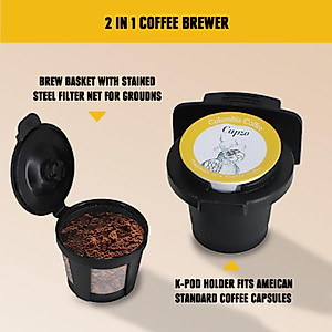 Single Serve Coffee Maker Compatible w/ dewalt 20V Max Battery, One-Button Operation & Auto Shut-off Coffee Machine for K-Cup & Ground, w/ 14.5OZ Reservoir for Home/Outdoor/RV (Battery NOT Included)