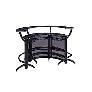 Coaster Furniture Modern Contemporary 3pc Curved Home Bar 61.75" Black ‎182135-S3