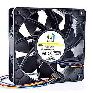 HVVH Dual Ball Bearings High Speed Durable 4 Pin DC 12V 5A 7000 RPM Cooling Fan Brushless Replacement Case Fan for Antminer Bitmain S7 S9 D3 L3 E9 T9 etc All BTC Miner Server (5A 7000RPM)