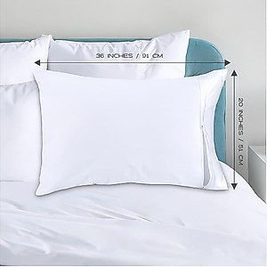 White Classic King Pillow Covers with Zipper 6 Pack - 20 x 36 Ultra-Soft, Cozy and Noiseless King Pillow Protector, 200 Thread Count, Envelope Closure, Fade-Resistant Material for a Restful Sleep