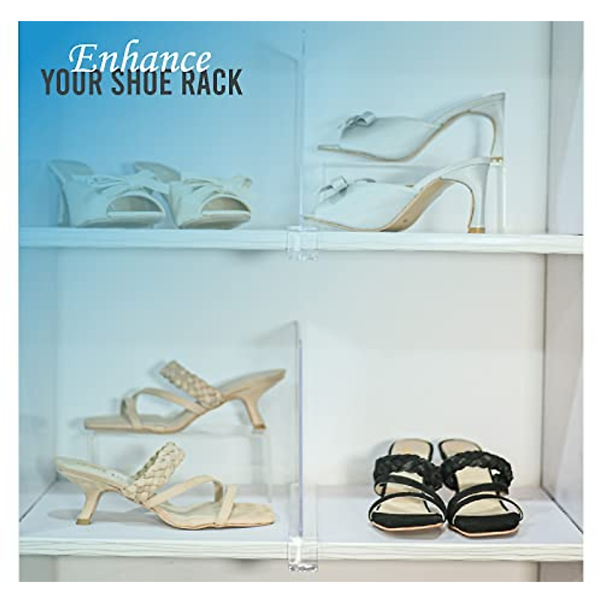 Decoile 6 PCS Clear Acrylic Shelf Dividers for Closet Organization, Closet Clothes dividers, Wood Shelves Organizer for Bedroom, Kitchen, Office, Cabinets and Bathroom.