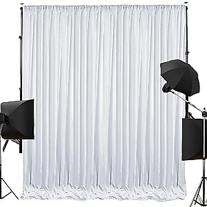 Romolive White Backdrop Curtain 10ftx10ft Polyester Backdrop Fabric White Curtains for Party Events Birthday Bridal Shower Backdrop Curtain