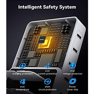 Honcila Charging station for multiple devices, 50W 6 Ports Multi Charger Station Charging Dock with Groove Design and 6 Mixed Charging Cables for iPhone, iPad, Kindle, Tablet, Cellphone and Others