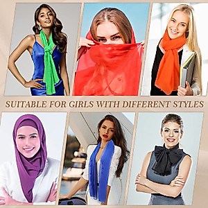 Crowye 12 Pieces Solid Color Chiffon Shawls Long Sun Proof Scarves Wraps Sheer Lightweight Breathable Chiffon Scarf for Women Bridal Wedding Formal Evening Party Accessories, 19.6 x 61 Inch