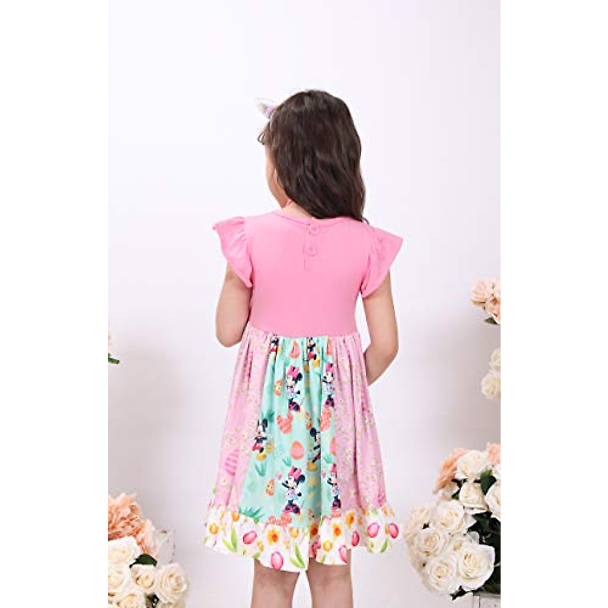 Baby Girls Spring Easter Minnie Mouse Panel Twirl Dress Pink Mint 18-24M/XS