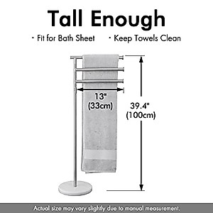 KES Towel Racks for Bathroom, 40-Inch Swivel Arms Standing 3 Bath Towel Racks with Weighted Marble Base, SUS304 Stainless Steel Brushed Finish, BTH219-2