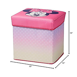 Idea Nuova Disney Minnie Mouse 3 Piece Collapsible Storage Set with Collapsible Ottoman, Bin and Figural Dome Pop Up Hamper, Pink