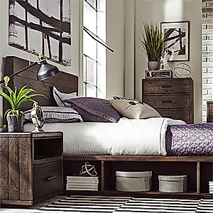 Bowery Hill Traditional Wood California King Platform Storage Bed in Chocolate