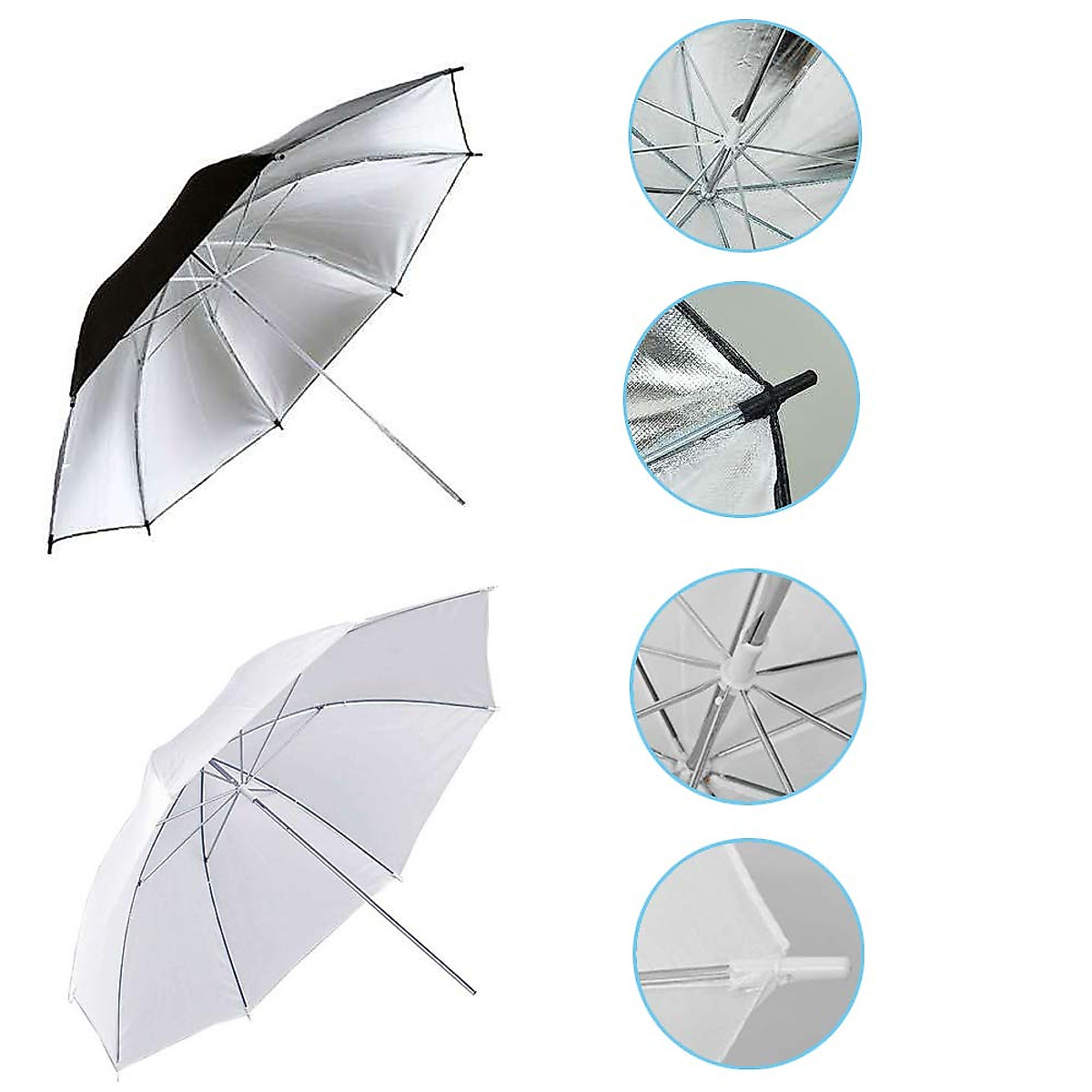 Photography Umbrella Lighting 4 Pack Kit, 33"/84cm Soft White Translucent and Reflective Umbrella for Photo and Video Studio Shooting
