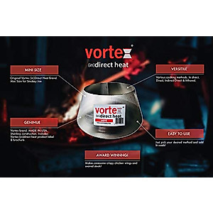 Mini BBQ Vortex™ (in) Direct Cooking Charcoal Grill Accessory Cone for BGE Kamado Jumbo Smokey Joe - Original - USA Made -Genuine Mini Size