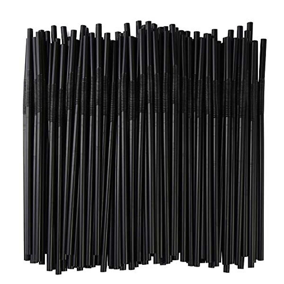 ALINK 200 PCS Flexible Black Plastic Drinking Straws, 10.3 Inches Extra Long Disposable Extendable Bendy Party Fancy Straws