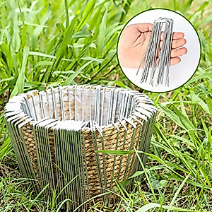 100 Pcs Garden Staples 6 Inch U-Shaped Landscape Staples,11 Gauge Heavy Galvanized Garden Staples are Suitable for Outdoor Fabric Irrigation Hoses, Artificial Turf Nails, Fixed Fences and Tents.