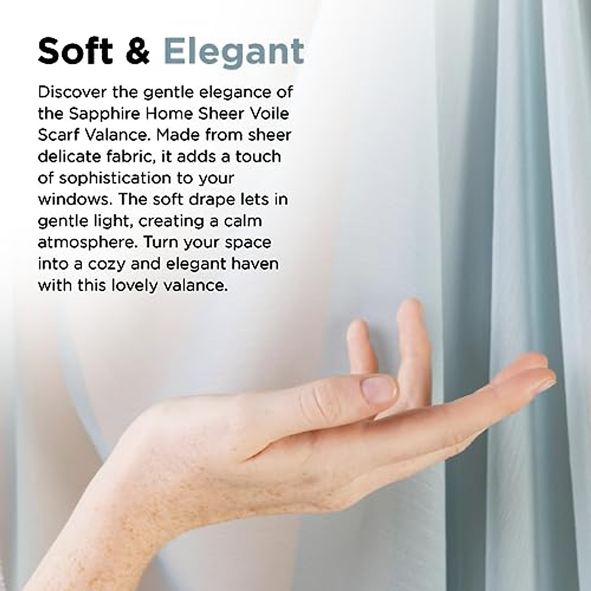 Sapphire Home Window Scarf Valance Curtains - Extra Long Sheer Valances for Windows - Voile Swag Curtains for Living Room, Kitchen, and Bedroom Decor, Weddings, Events - 37" x 216" - 1 pc - Royal Blue