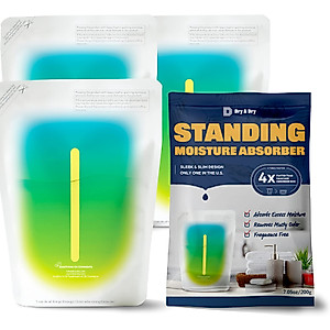 Dry & Dry [3 Packs Standing Moisture Absorbers to Control Excess Moisture for Basement, Closets, Bathrooms, Laundry Rooms - Moisture Absorbers Moisture Absorber