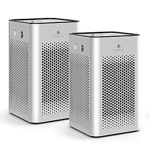 Medify MA-25 Air Purifier with True HEPA H13 Filter | 825 ft² Coverage in 1hr for Allergens, Smoke, Wildfires, Odors, Pollen, Pet Dander | Quiet 99.9% Removal to 0.1 Microns | Silver, 2-Pack