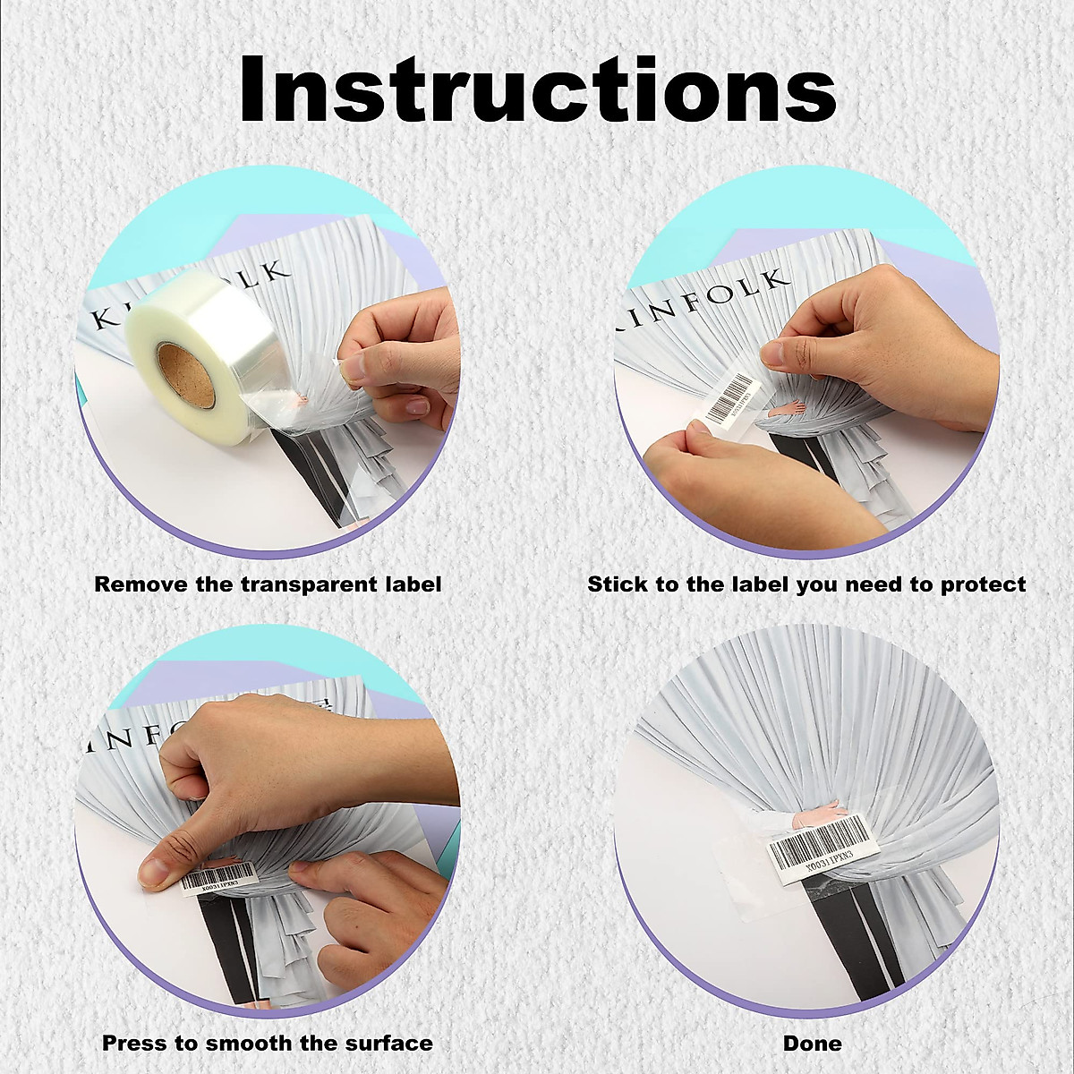 1200 PCS Clear Label Protector Self-adhesive Waterproof Label Stickers Rectangle Label Protector Shields Transparent Envelope Seal Stickers 3.1 x 1.2 Inches