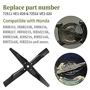 Replacement 72511-VE1-020 & 72531-VE2-020 21" Blade Kit Compatible With Hon da HRB215 HRB216 HRB217 HRM215 HRR216 HRS216 HRT216 Lawn Mower, Mower Blade Set Replace 72511-VE1-010 72531-VE2-010 (2 pack)