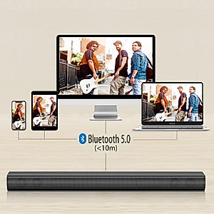 SAKOBS Sound Bars for TV, Three Equalizer Mode Audio Speaker for TV with Built-in 4 Speakers, 37 Inch Wired & Wireless Stereo Soundbar, Optical/Aux/RCA Connection, Remote Control