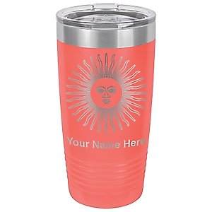 LaserGram 20oz Vacuum Insulated Tumbler Mug, Flag of Argentina, Personalized Engraving Included (Coral)