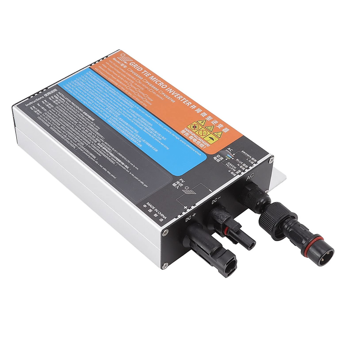 Solar Inverter, Small Size and Capacity 18‑60V Islanding Protection Grid Tie Inverter for Home (PVGS-700W(18-60V) 110V)