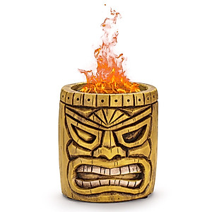 Roundfire Tiki 1 Tabletop Fire Pit - Ethanol Fire Pit, Fire Bowl, Mini Personal Fireplace for Indoor & Garden - Bio Ethanol Fuel
