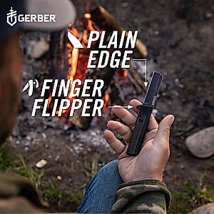 Gerber Gear Quadrant Clip Folding Knife with Plain Edge Blade - Straight Edge Flipper Knife with Pocket Clip and Black Bamboo Handle - EDC Gear and Equipment - Stainless Steel