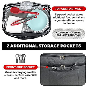 Slow Cooker Travel Bag for 6-8 Quart Pots | Locking Travel Bag with Secure Zip & Accessory Pocket | Insulated Carrier, Pot Holder Carrying Bags with Easy to Clean Inner Lining
